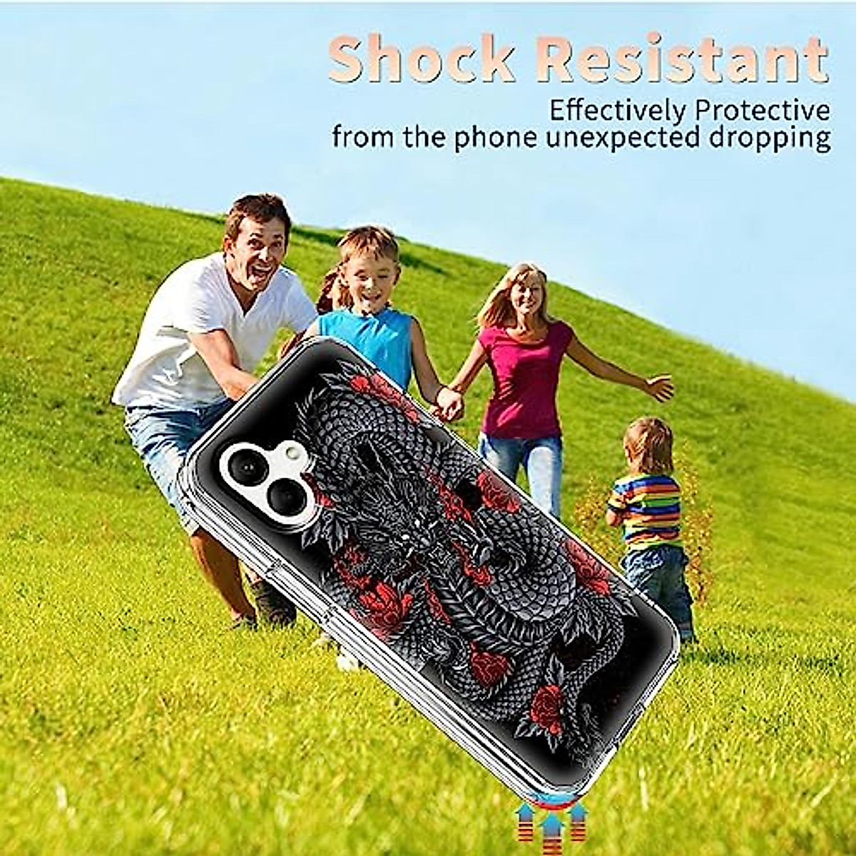 BWEGRHE for Samsung Galaxy A04 4G Clear Case with Dragon Roses Pattern Designed, Transparent Dual Layer Soft TPU Bumper + Hard PC Shockproof Protective Phone Case for Galaxy A04 4G