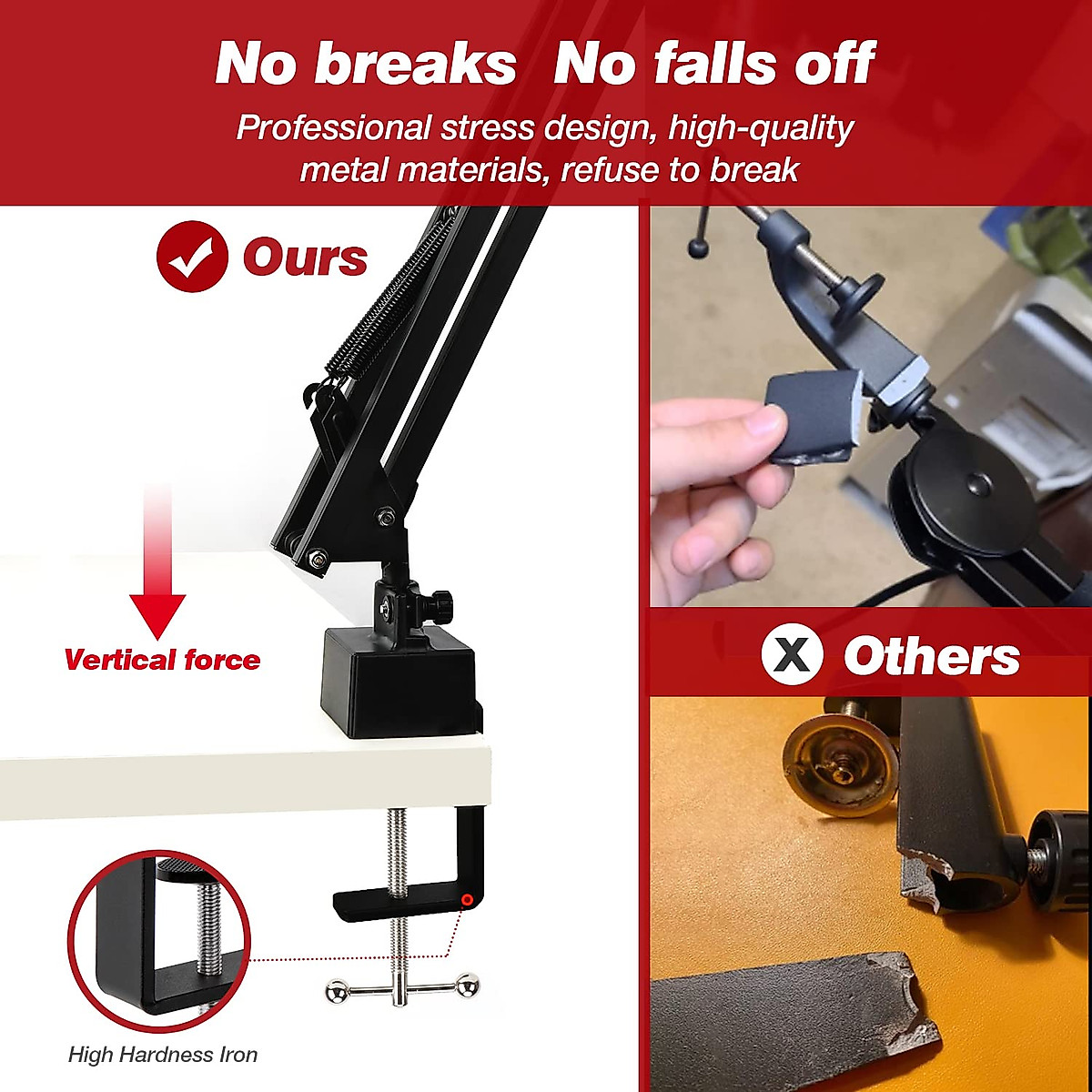 Boom Arm Clamps for Adjustable Mic Stand, Table Clamp that Can be Installed on Horizontal Table and Vertical Plane, Metal Table Mounting Clamp for Microphone Arm Stand by SUNMON