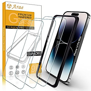 Arae Screen Protector for iPhone 14 Pro Max, HD Tempered Glass Anti Scratch Work with Most Case, 6.7 inch, 3 Pack
