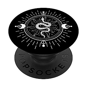 Witchy Aesthetic Mystic Snake Sun Moon Sacred Geometry PopSockets Swappable PopGrip