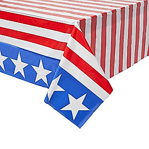 3 Pack American Flag Plastic Table Covers for Independence Day, Patriotic 4th of July Party Decorations (54 x 108 In)