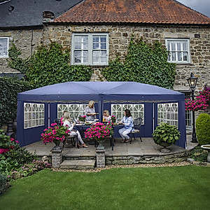 10x20 Ft Easy Pop up Canopy, Waterproof Party Tent, Adjustable Height Outdoor Gazebo w/ 6 Removable Sidewalls & 4 Windows for Patio Backyard Porch Garden Beach, Carry Bag Included (Blue)