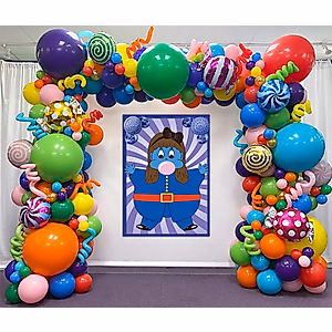 jkhycf Chocolate Factory Party Decorations Pin The Gum on the Violet Pin Game for Kids Candyland Birthday Party Decorations Halloween Cosplay Party Games for Kids