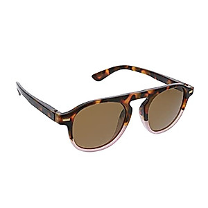 Peepers by PeeperSpecs Women's Neptune Sun Round Polarized Sunglasses-No Correction, Tortoise/Pink, 50 mm + 0
