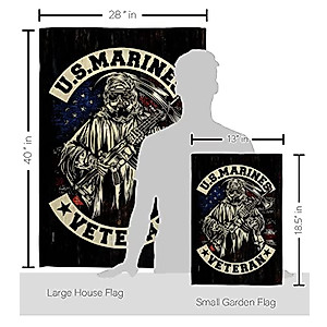 USBrotherhood Veteran Garden House Flag Set Armed Forces Marine Corps USMC Semper Fi United State American Military Retire Decoration Banner Small Yard Gift Double-Sided, Made in USA