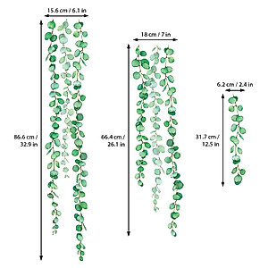 BASHOM BS-112 Eucalyptus Vines Wall Stickers Decals Green Kids Peel and Stick Removable for Nursery Bedroom Living Room Art murals Decorations Plants Home DIY Baby