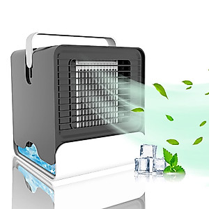 Air Cooler, Evaporative Air Cooler& Portable Air Conditioner/Humidifier Mini-negative Ion USB Air Conditioning Fan, Desktop Cooler Office Refrigeration Strong, Low Noise Design with Night Lights