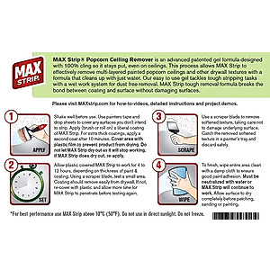 Max Strip Professional Strength Painted Popcorn Ceiling Remover - 1 Gallon - No Methylene Chloride No NMP Powerful No Drip Gel Formula