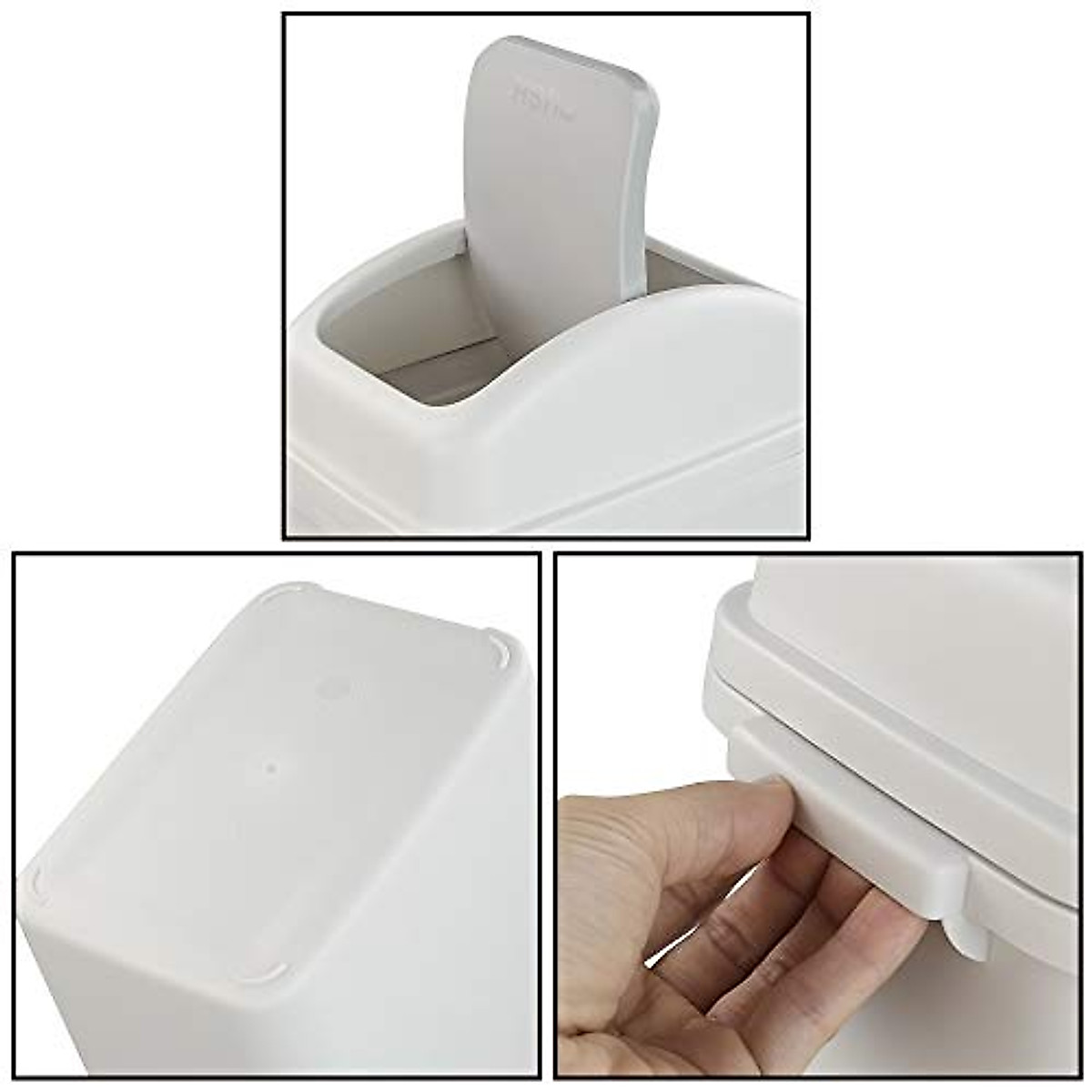 Asking 1.8 Gallon Small Trash Can with Swing-top Lid, Plastic Garbage Bin, Grey