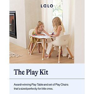 Lalo The Play Kit, Kids Table and Chairs Set with Sustainably Sourced Wood Kids Table & Set of 2 Non-Toxic Bucket Seat Kids Chairs - Safe and Comfortable - Coconut/Coconut