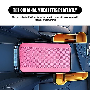 Hawyet 1 PC Car Center Console Armrest Cover Pad, 12.5In x 7.4In Fiber Leather Embossing Center Console Armrest Protector, Universal Waterproof Armrest Box Mat (Pink)
