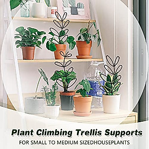 Garden Trellis for Climbing Plant, 2 Pks Small Plant Metal Trellis, 12’’ Leaf Shape Indoor Climbing Plants Stake for Potted Plants, Houseplant, Home Plant, Mini Rose, Plant Lover Gifts (Black)