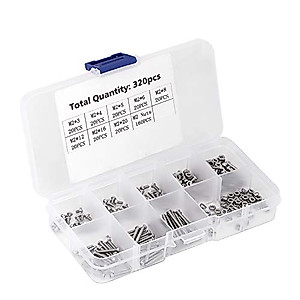 Crews Set, High Hardness Resistance Durable 320pcs M2 Machine Screws Set Fasteners for Laptop/Hard Disk/Keyboard/Phone/PC