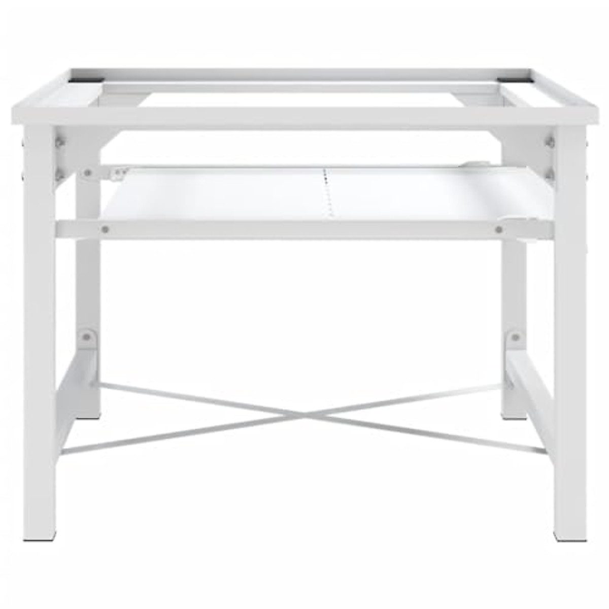 vidaXL Double Washing and Drying Machine Pedestal - Steel Construction, Adjustable Height, Extra Storage Shelf, Stability for Uneven Flooring, Compliant with California Proposition 65