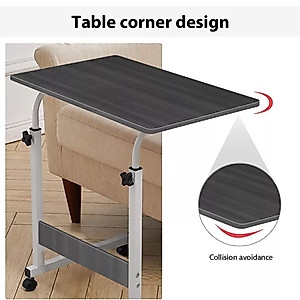 Standing Desk Adjustable Height, Mobile Laptop Desk, Portable Standing Desk with Brake Wheels, Small Standing Desk Sofa Desk for Home Office, Sofa, Laptop, Coffee, Snack, Black