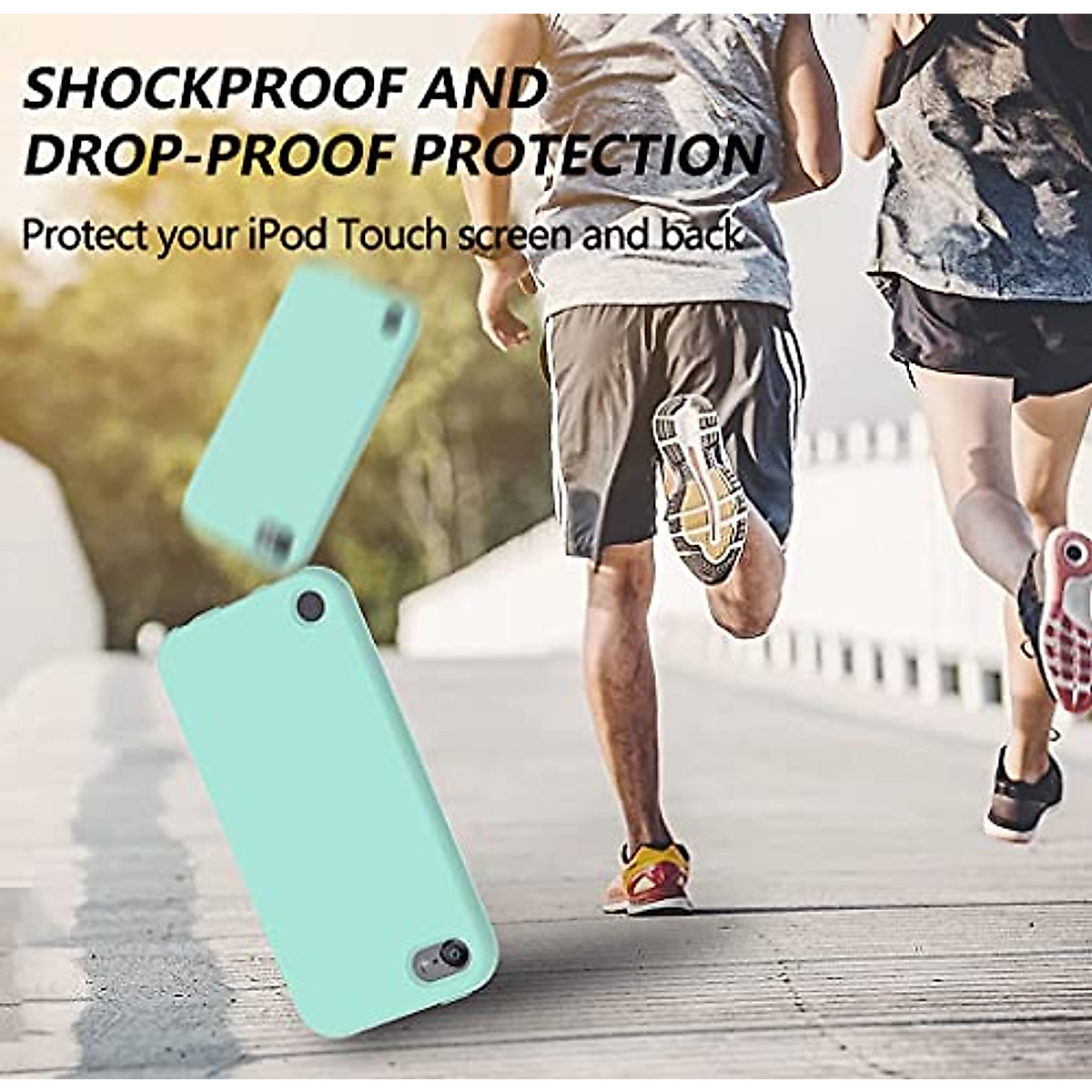iPod Touch 7th/6th/5th Generation Case, iPod Touch case, Shockproof Silicone Case [with Built in Screen Protector] Full Body Heavy Duty Rugged Defender Cover Case for iPod Touch 7/6/5 (Green)