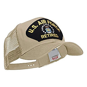 e4Hats.com US Air Force Retired Military Patched Mesh Cap - Khaki OSFM