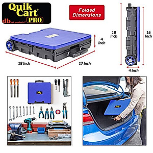 dbest products Quik Cart Pro Wheeled Rolling Crate Teacher Utility with seat Heavy Duty Collapsible Basket with Handle, Blue