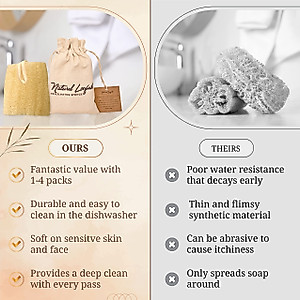 All Natural Loofah Sponge, Pack of 3 Real Egyptian Bath & Shower Exfoliating Loofa Scrubber Sponges for Face, Back & Body, Eco Friendly, No Toxic Chemicals, 6" x 6" by Crafts of Egypt