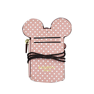 Cute Travel PU Leather Student ID Card Holder Animal Shape Neck Bag Wave Dot Wallet Coin Purse for Women Teens Girls