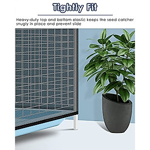 Bissap Bird Cage Seed Catcher, Universal Birdcage Net Nylon Adjustable Elastic Band Stretchy Skirts Mesh Cover for Parrot Cage Seed Guard (Not Include Birdcage)- Black