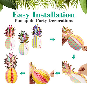 Pineapple Party Decorations Paper Honeycomb Centerpieces Table Decor for Hawaiian Luau Tiki Beach Summer Tropical Theme Birthday Baby Shower Wedding Retirement Party Decorations Supplies
