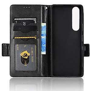 Kukoufey Case for Sony Xperia 1 III 5G XQ-BC52 XQ-BC62 XQ-BC72 Leather Flip Stand Case Cover,Case for Sony Xperia 1 III Leather Case,Case for Sony Xperia 1 III Case Cover Black