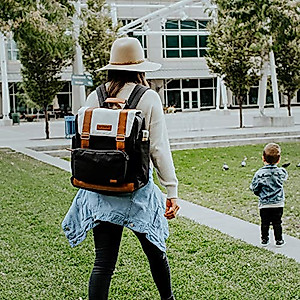 JJ Cole Bloomfield Modular Knapsack Diaper Bag, Ivory and Onyx