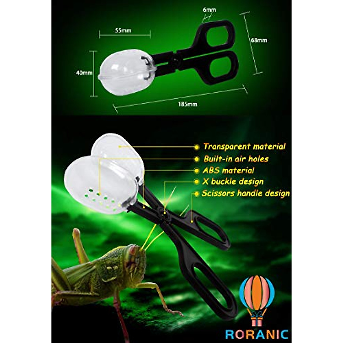 Reptile Feeding Tongs,Bug Tweezers for Kids Adults,Plastic Anti-static Curved Tweezers Feeding Tool,Cleaning Supplies & Tweezers for Cricket Clamp Bug Scooper Snake Lizard Gecko Bearded Dragon (Black)