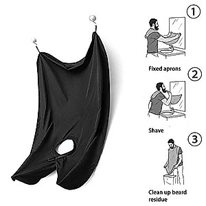 Beard Apron Catcher - Valentine's Day Gift for Man Beard Trimming Bib Non-Stick Beard Catcher Grooming Cape with 3 Suction Cups