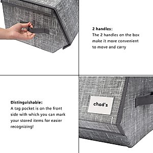 DOVAMY Stackable Storage Bins, Storage Drawers, 3 Drawer Storage Organizer, Storage Bin with Lid, Toy Box, Sock Storage, Fabric Shoes Storage Box, 15”L x 13.8”W x 9.8”H, Light Gray BTM0302