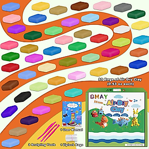 Modeling Clay Kit - 50 Colors Air Dry Ultra Light Magic Clay, Safe and Nontoxic, Great Gift for Kids Age 3-12 Year Old