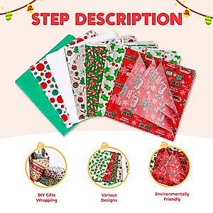 JOYIN 150 Sheets Tissue Paper Assortement Classic Christmas Design, present Wrap Paper, Accessory for Gift Boxes, Gift Wrapping Bags and Wine Bottles