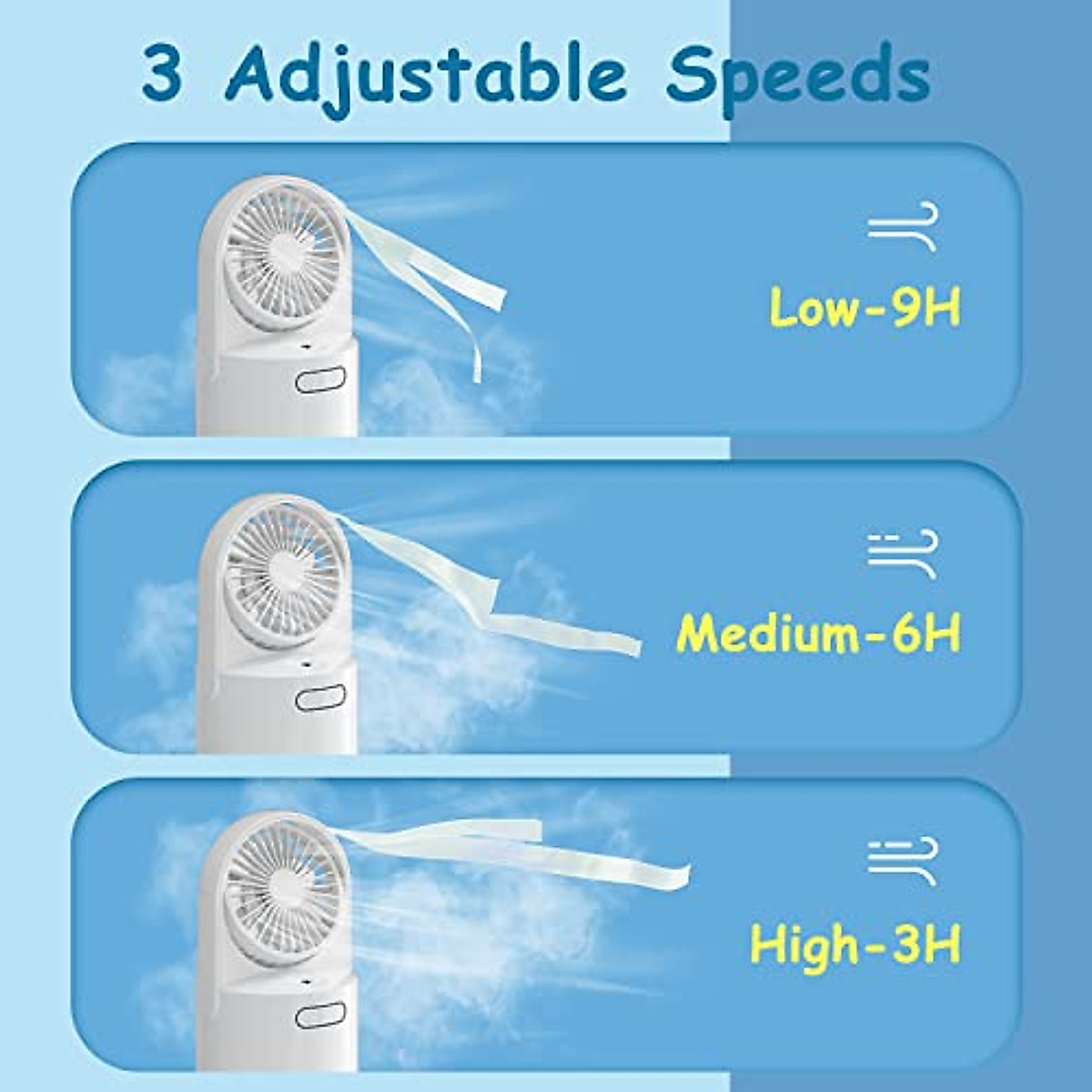 AiTechny Desk Misting Fan with 300ML Large Water Tank Personal Table Fan with 3 Speed Strong Wind Portable Misting Fan with 7 Colorful Nightlights for Home, Outdoor (White)