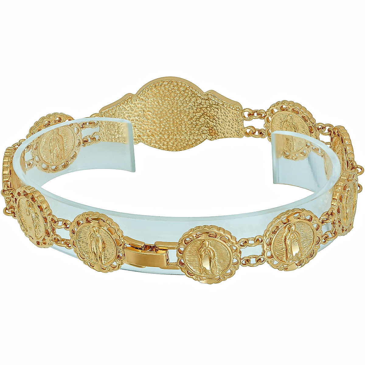 LIFETIME JEWELRY Lady of Guadalupe Emblem Link Bracelet for Men & Women 24K gold plated (7)