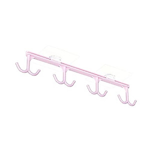 SMLJLQ Kitchen Storage Rack Wardrobe Cabinet Hook Storage Rack Cup Holder Hook Towel Rack (Color : Pink)
