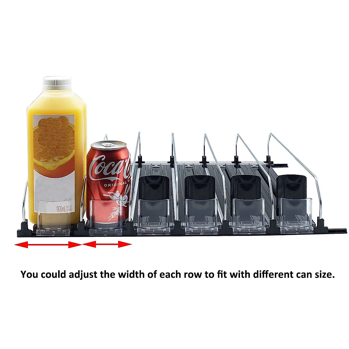 NagTour Drink Organizer for Fridge - Soda Dispenser Display with Smooth and Fast Pusher Glide Width Adjustable (6, 31CM)