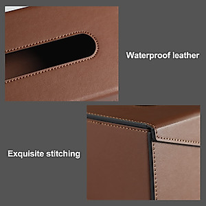 MEIBOOCH Foldable Tissue Box Cover Rectangular Leather Tissue Box Holder with Magnetic Closure (3.6 inches high, Brown)