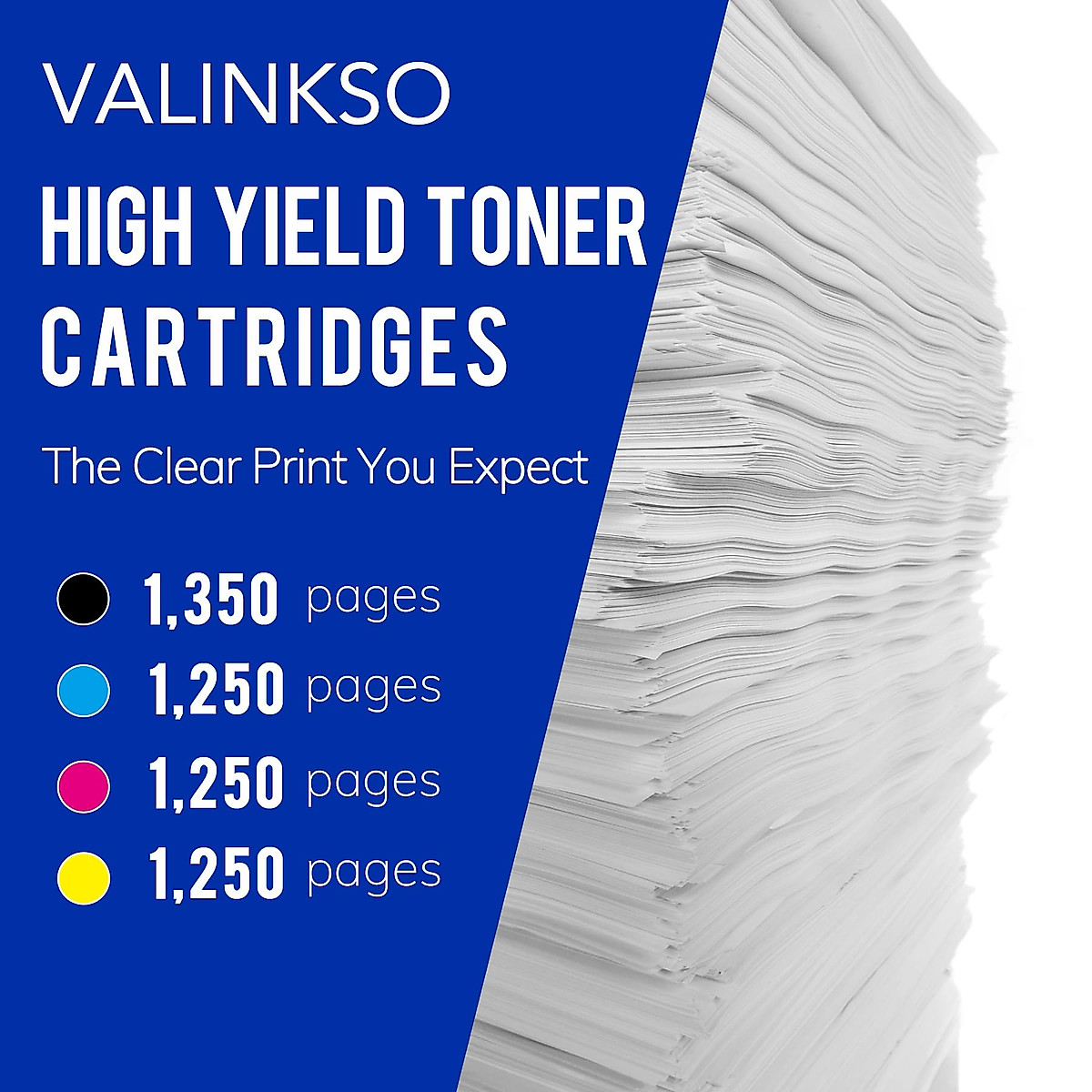 Valinkso 206A Toner Cartridges 4 Pack (with Chip) Compatible Replacement for HP 206A 206X W2110A W2110X Work for HP Color Pro MFP M283fdw M283cdw Pro M255dw M283 M255 M282 Series Printer High Yield
