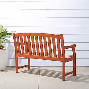 VIFAH V208E Harley Coastal Eucalyptus Wooden Bench for 2 Seater in Entry Way