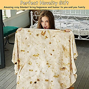 Burritos Tortilla Throw Blanket, Tortilla Wrap Blanket, Novelty Tortilla Round Blanket Giant Tortilla Round Soft Blanket for Adults and Kids