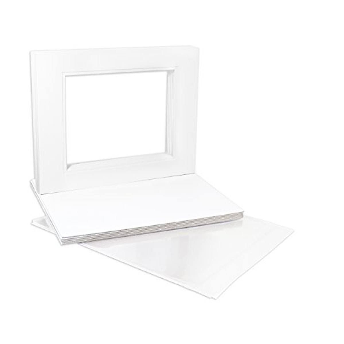 Pack of 10 16x20 White/White Double Mats Mattes with White Core Bevel Cut for 11x14 Photo + Backing + Bags