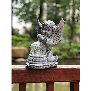 Bo-Toys Solar Powered Angel with Solar Glowing Globe LED Garden Light Decor Color Change