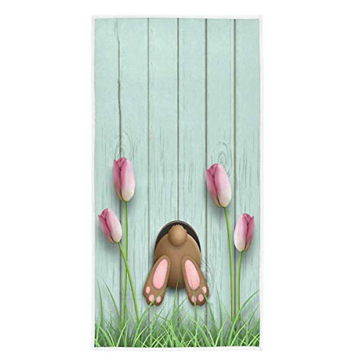 Naanle Easter Rabbit Flowers Bunny Pattern Soft Highly Absorbent Guest Large Home Decorative Hand Towels Multipurpose for Bathroom, Hotel, Gym and Spa (16 x 30 Inches)