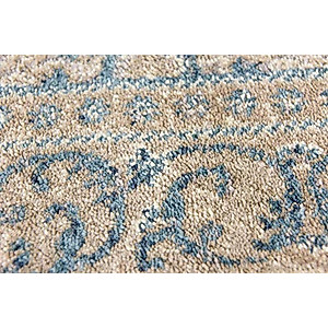 Unique Loom Salzburg Collection Classic Traditional Medallion Design Oriental Inspired with Intricate Border Area Rug, 4 ft, Navy Blue/Light Brown