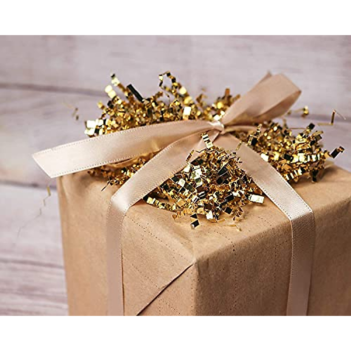 MagicWater Supply Crinkle Cut Paper Shred Filler (4 oz) for Gift Wrapping & Basket Filling - Gold Metallic