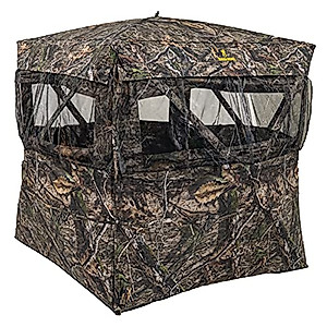 Browning Eclipse Tent Hunting Blind Featuring 360 Degree Windows with Silent Open, Durable Fiberglass Poles, Gear Pockets, and Brush Loops for Extra Concealment, Mossy Oak Country DNA