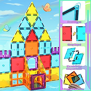 Magnetic Tiles Kids Toys Gifts for for 3 4 5 6 7 8+ Year Old Boys and Girls, STEM Educational Toys for Toddlers 3-4, Magnetic Blocks for Kids Age 3-5 4-8, Preschool Learning Montessori Toys for Kids