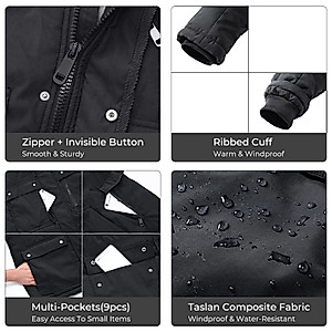 Men Winter Coats, Waterproof Ski Snow Jackets Mountain Hiking Windbreaker Parka Black Medium
