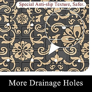 Bath Tub Shower Mat - Anti-Slip PVC Material 15.1x26.8 in, Gentle Cushioning Quick Drying Suction Cups Reliable Solution - Vintage Flowers Pattern Non-Slip Floor Mat